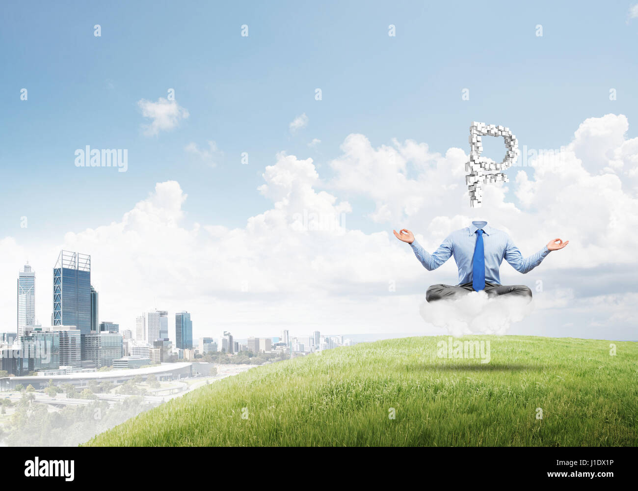Headless meditating businessman Stock Photo - Alamy