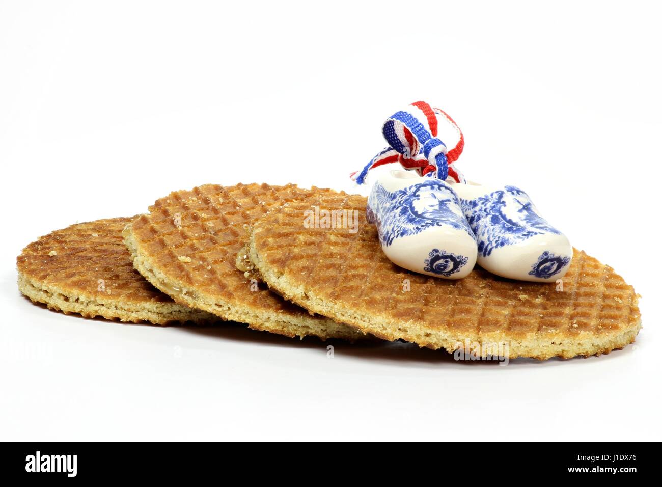 traditional Dutch syrup waffles isolated on white background Stock ...