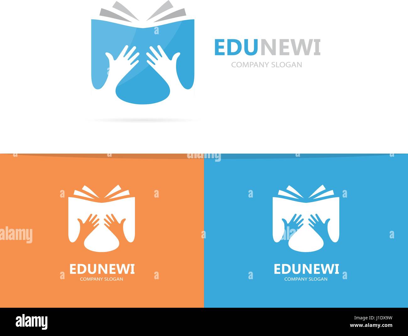 Vector of hand and book logo combination. Arm and library symbol or ...