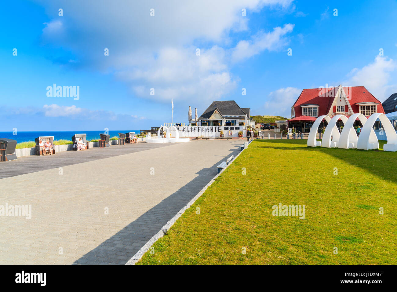 SYLT ISLAND, GERMANY - SEP 6, 2016: wicker chairs and restaurants on ...