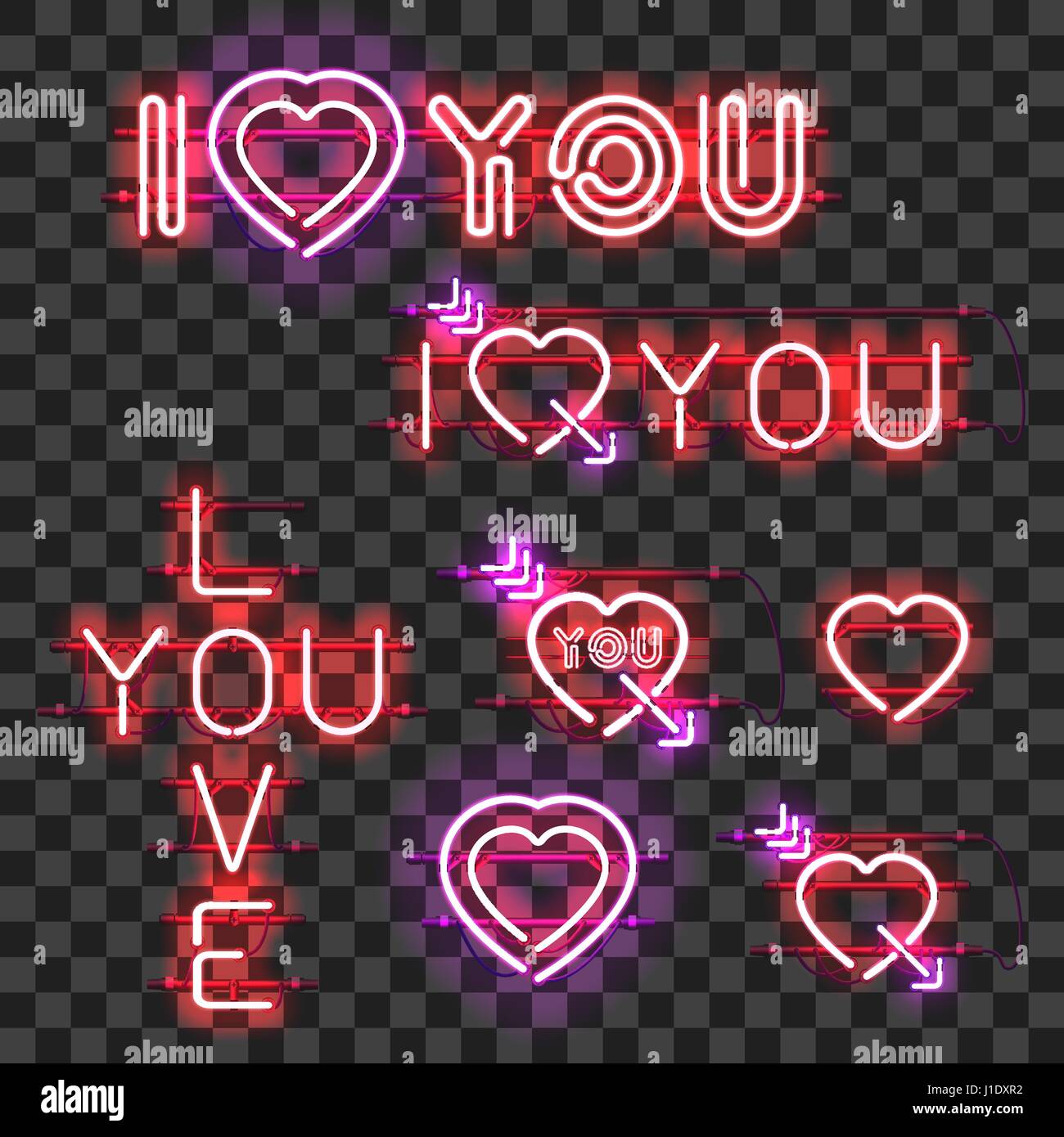 Set of neon signs I LOVE YOU Stock Vector Image & Art - Alamy