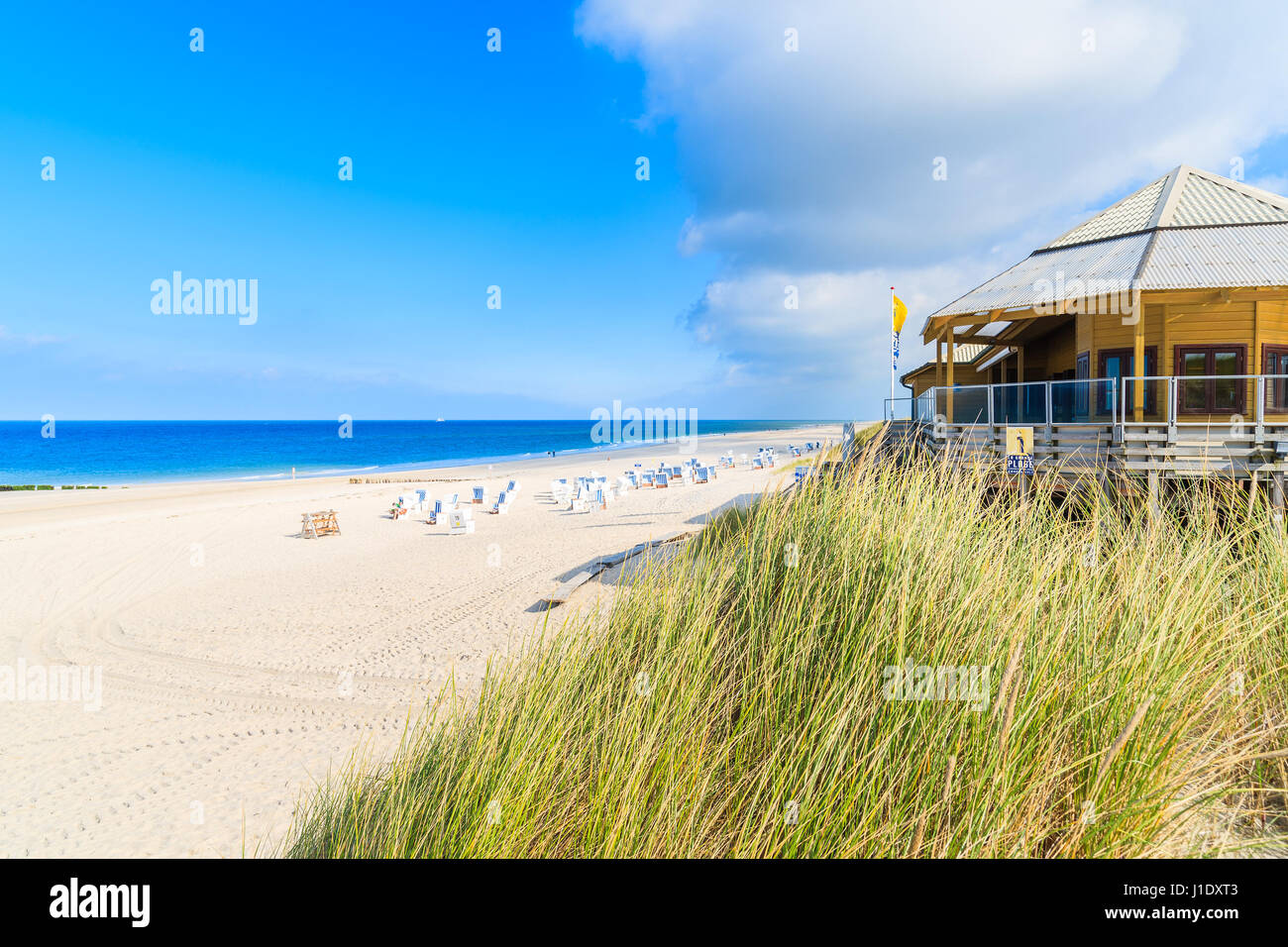 SYLT ISLAND, GERMANY - SEP 6, 2016: grass on sand dune and beach ...
