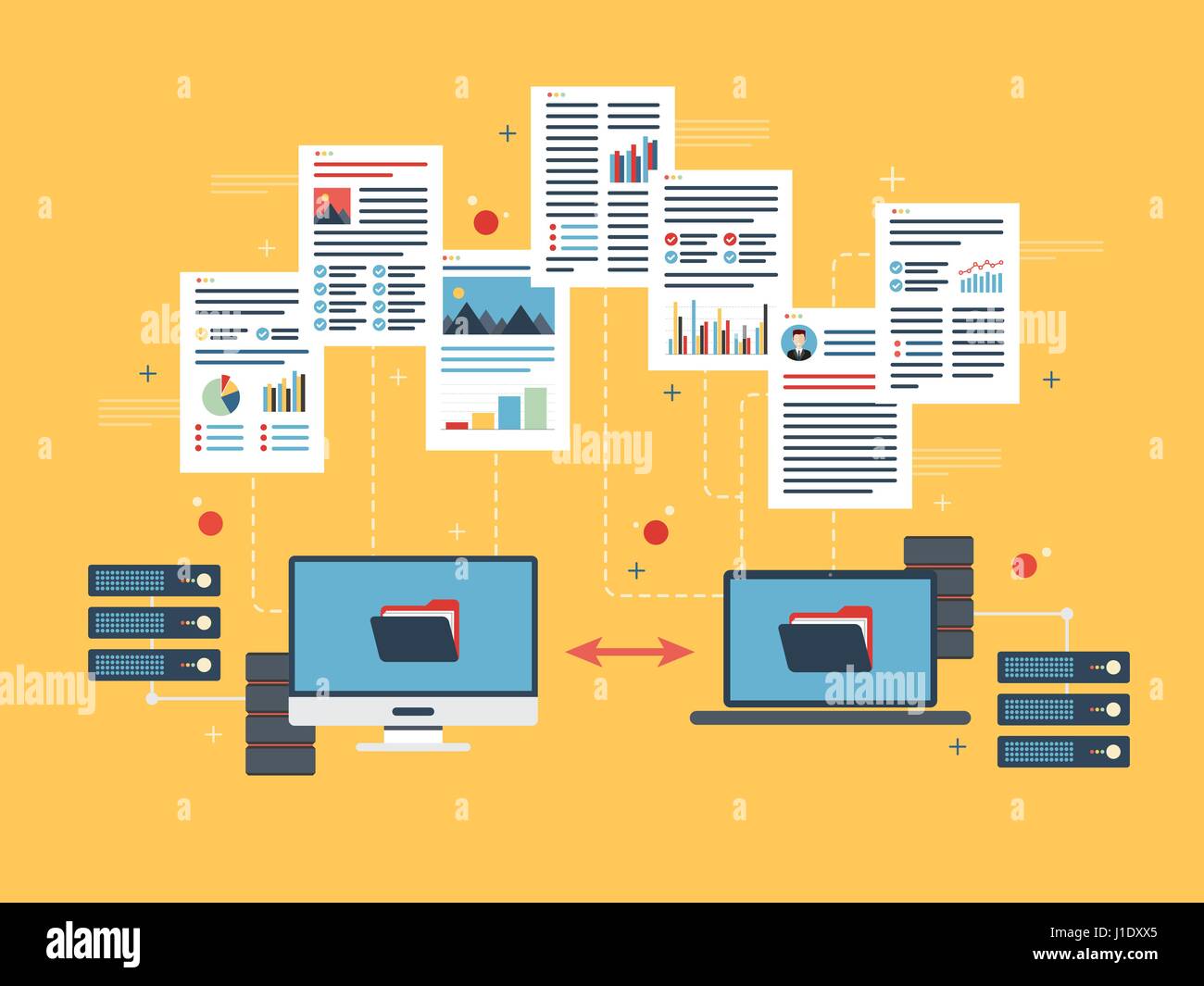 Online files transfer Stock Vector Images - Alamy