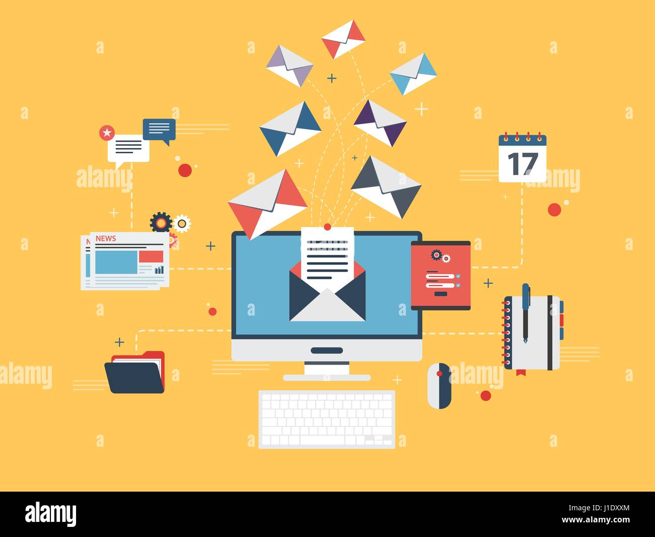 Flat design concepts for send or receive email marketing, business ...