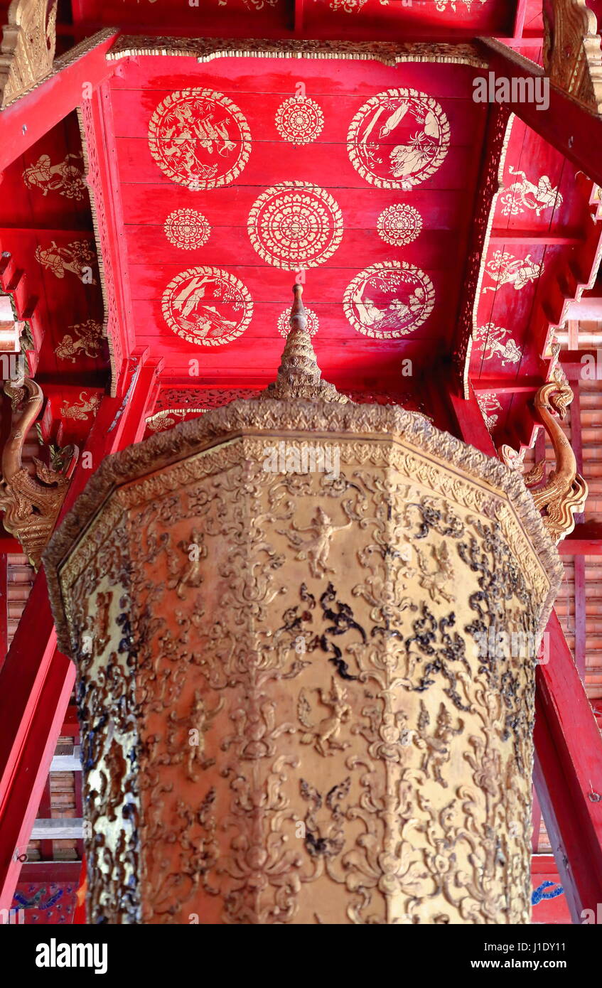 Wat Xieng Thong-Golden City-Golden Tree Monastery. Ash urn and ceiling ...