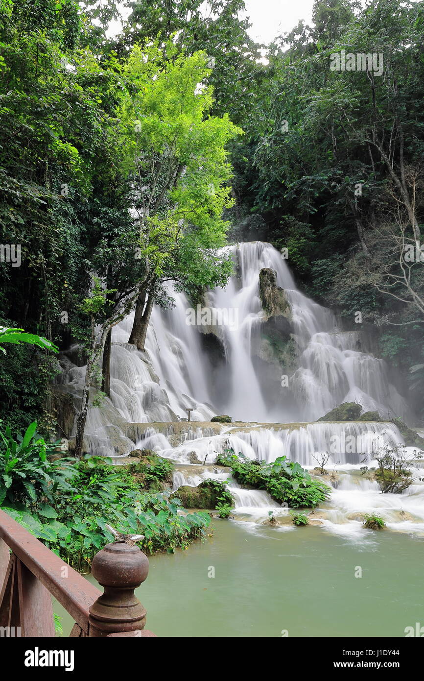 Main cascade of 50 to 60 ms.drop over limestone rock formations into ...
