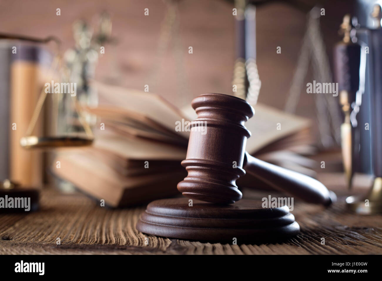 Law concept. Lawyers office. Mallet of the jugde. Scale of justice ...