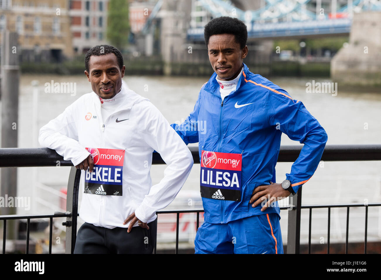London, UK. 20th Apr, 2017. Kenenisa Bekele, Feyisa Lilesa attend the ...