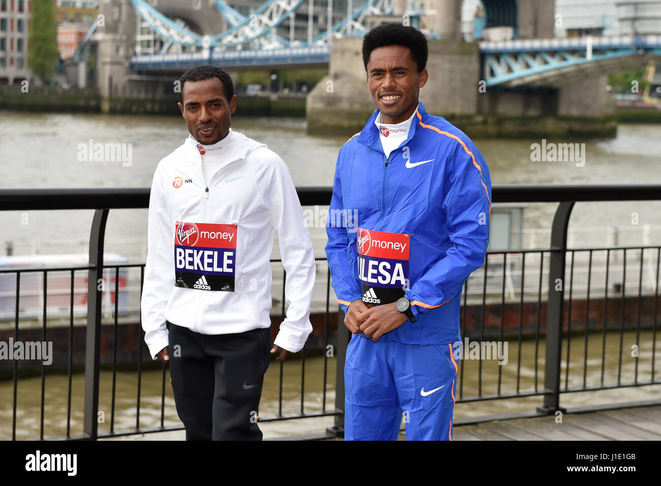 London, UK. 20th Apr, 2017. Kenenisa Bekele, Feyisa Lilesa attend the ...