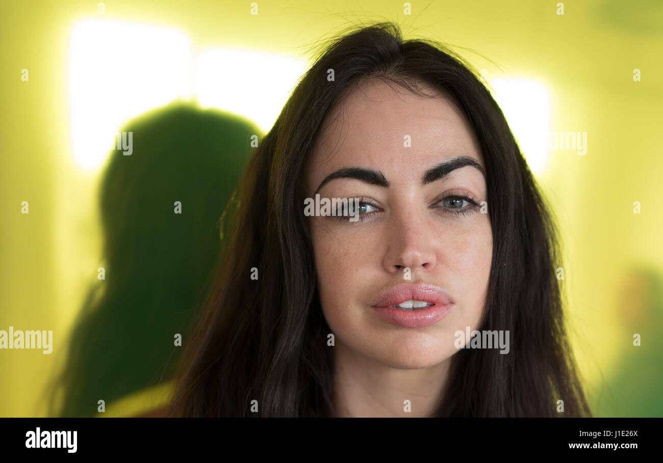 Berlin, Germany. 20th Apr, 2017. Danish singer Aura poses during a ...