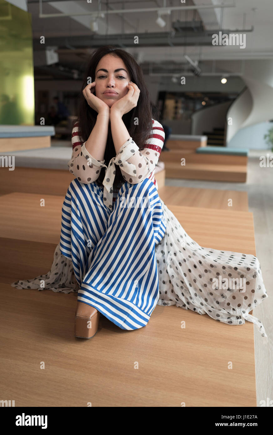 Berlin, Germany. 20th Apr, 2017. Danish singer Aura poses during a ...