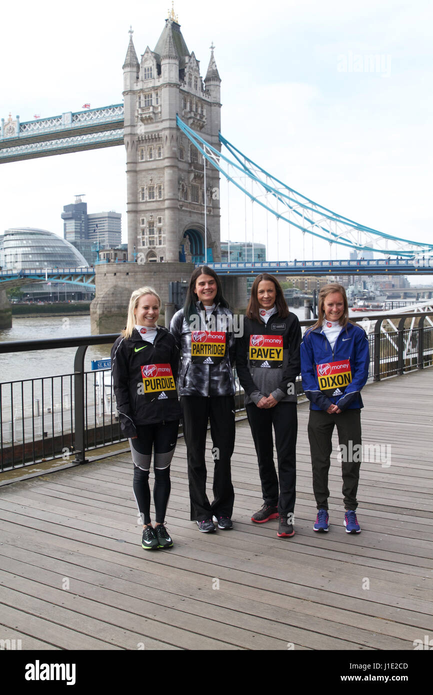 Tower Bridge, UK. 20th Apr, 2017. British Runners Charlotte Purdue ...
