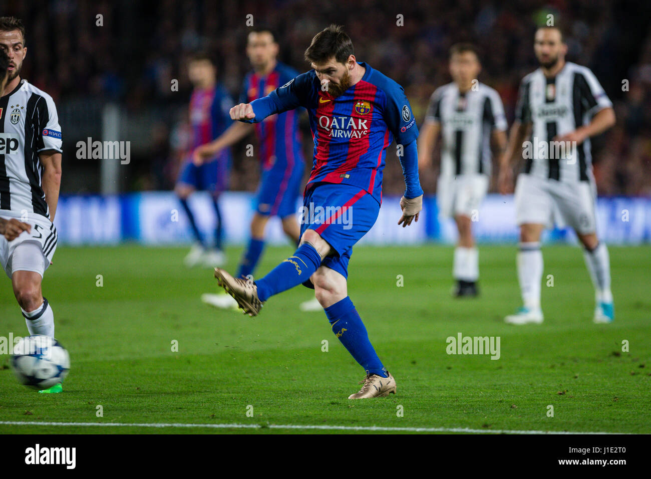 Leo Messi during the UEFA Champions League Quarter Final second leg ...