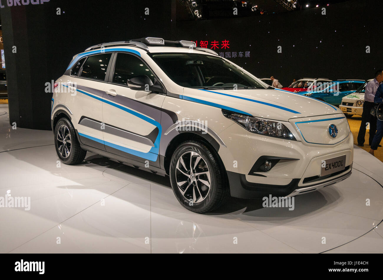 Shanghai, China. 19th Apr, 2017. BAIC EX400L electric SUV unveiled at ...