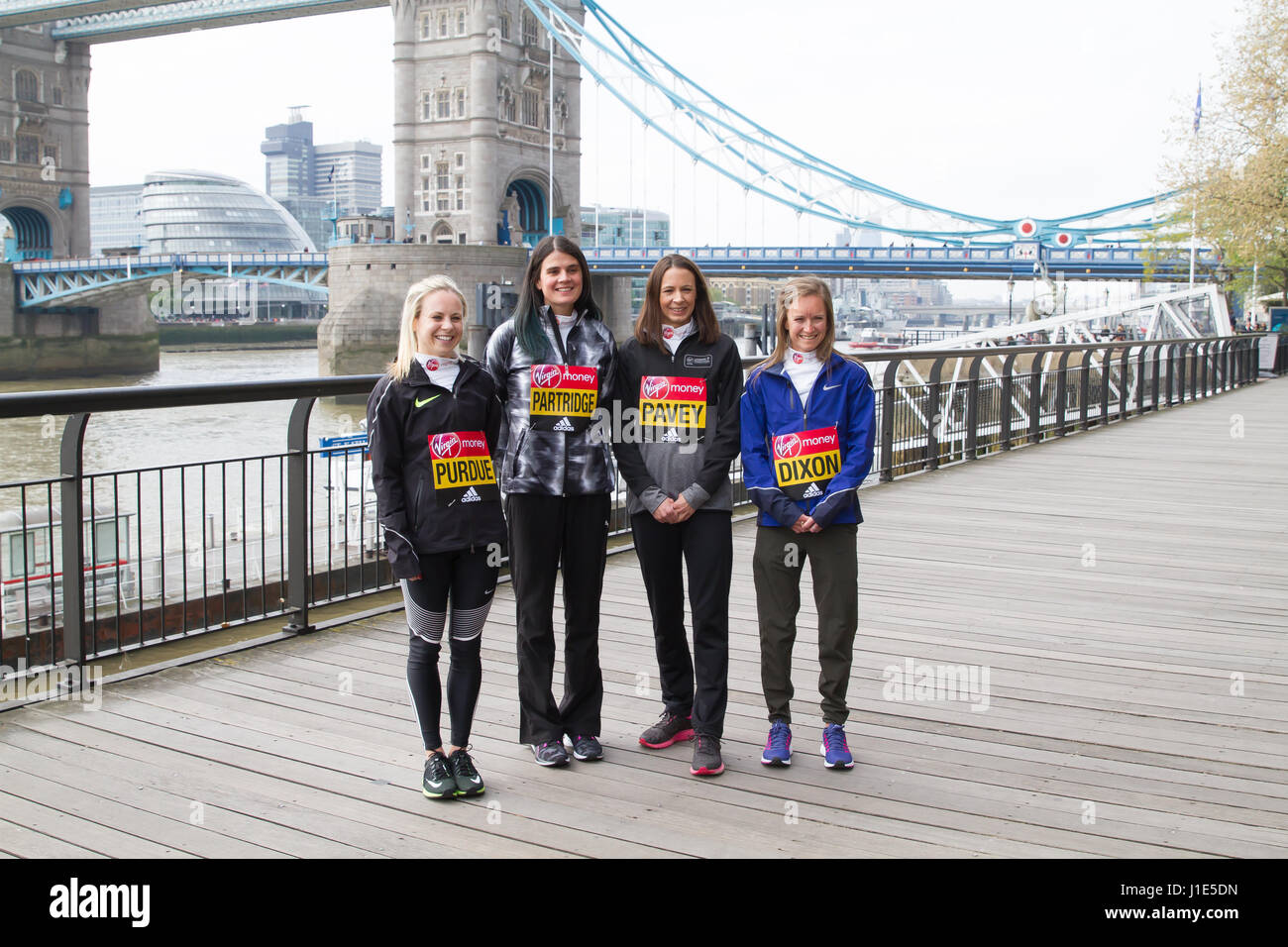 Tower Bridge, UK. 20th Apr, 2017. British Runners Charlotte Purdue ...