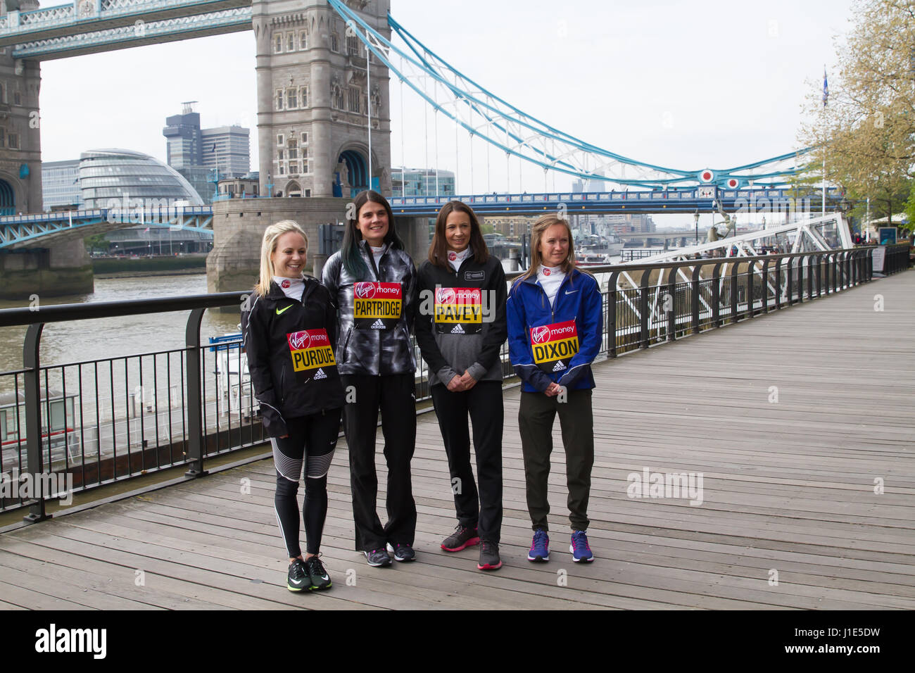 Tower Bridge, UK. 20th Apr, 2017. British Runners Charlotte Purdue ...