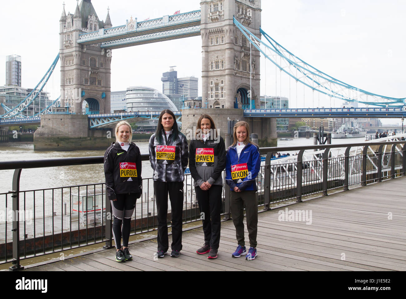 Tower Bridge, UK. 20th Apr, 2017. British Runners Charlotte Purdue ...