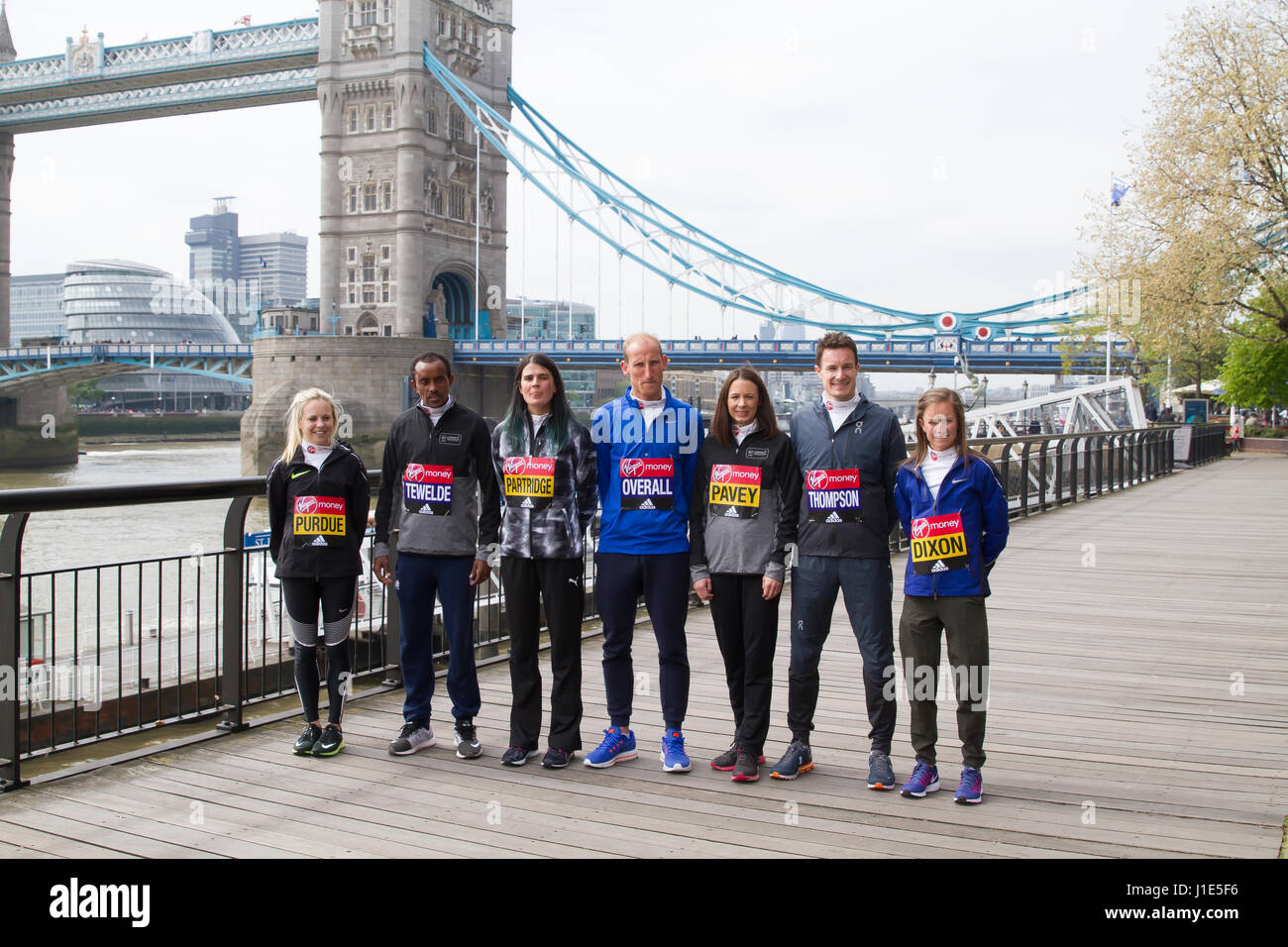 Tower Bridge, UK. 20th Apr, 2017. British Runners Charlotte Purdue ...