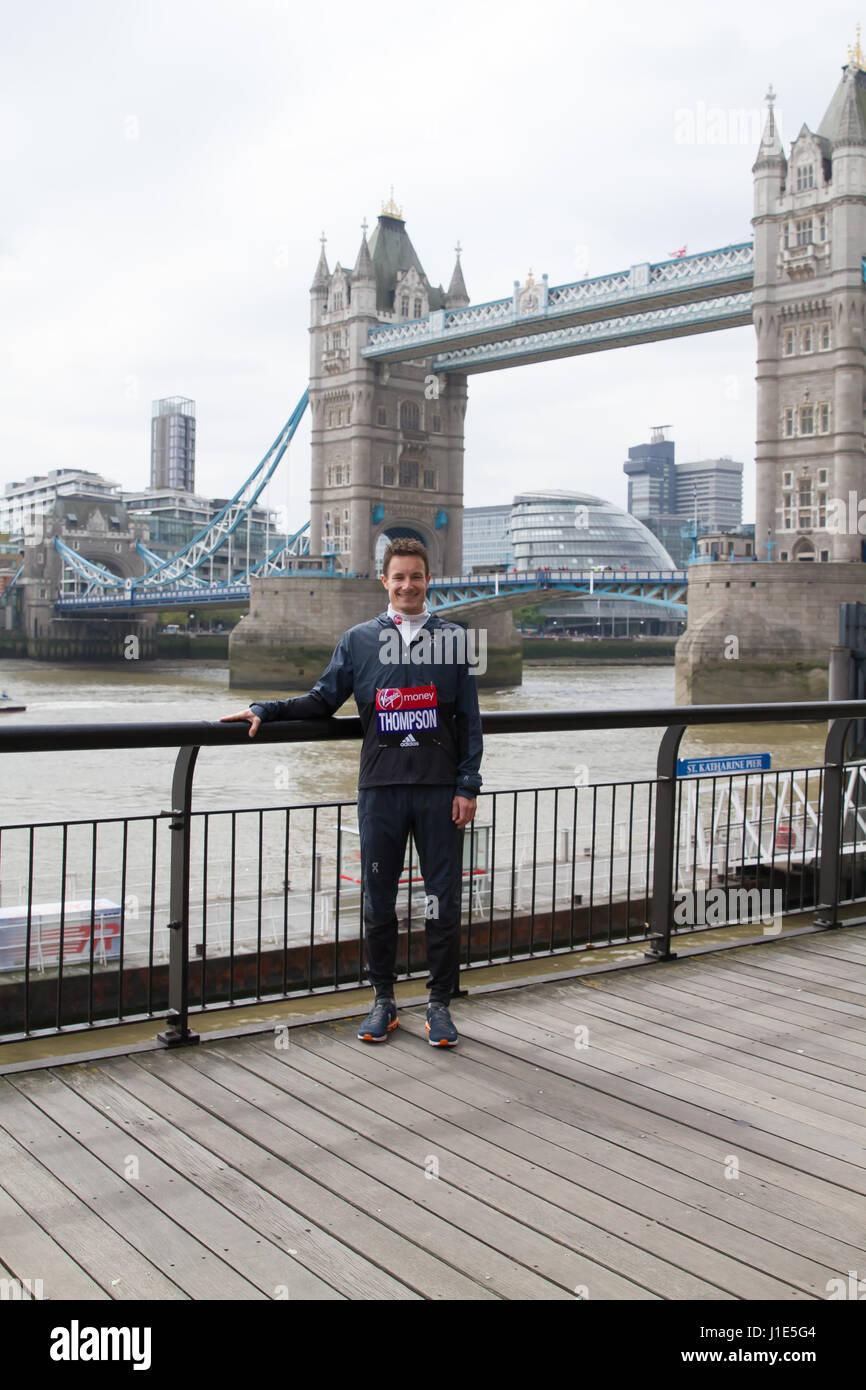 Tower Bridge, UK. 20th Apr, 2017. British Runner Chris Thompson attends ...