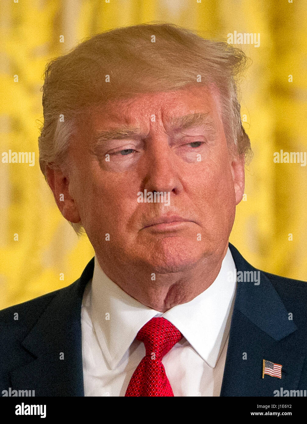 United States President Donald J. Trump arrives for the joint press ...