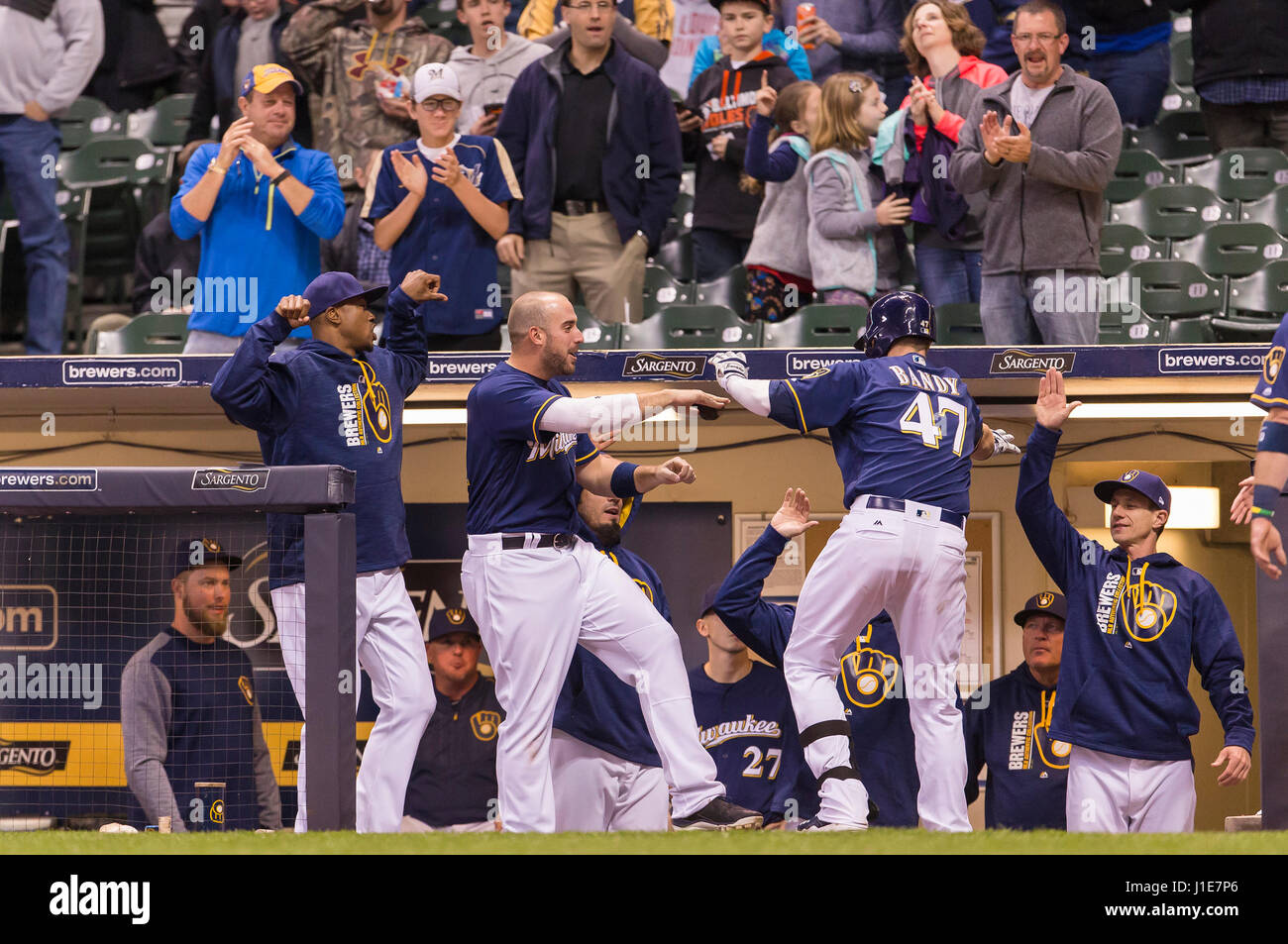 Milwaukee, WI, USA. 20th Apr, 2017. Milwaukee Brewers third baseman ...