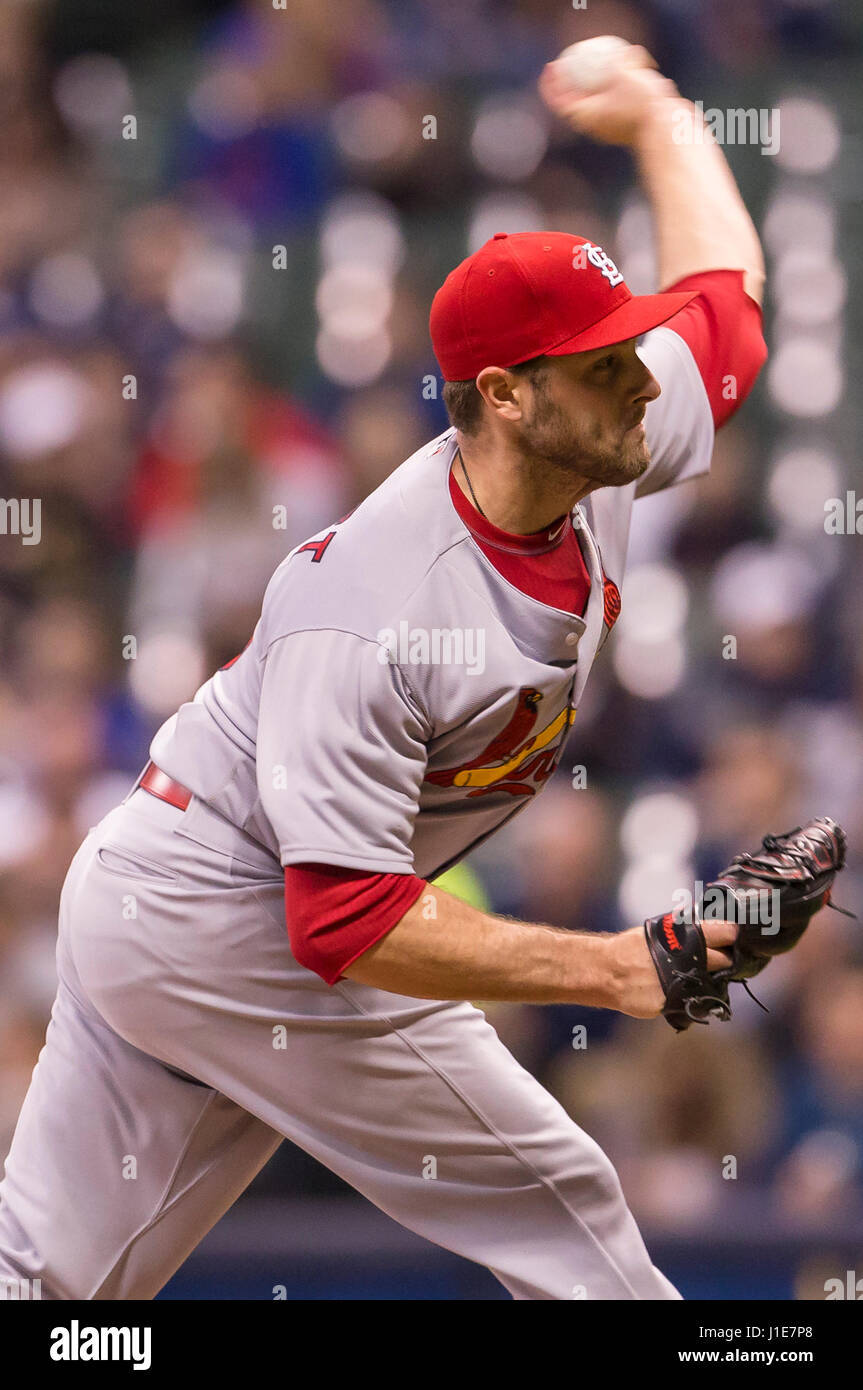 Milwaukee, WI, USA. 20th Apr, 2017. St. Louis Cardinals relief pitcher ...