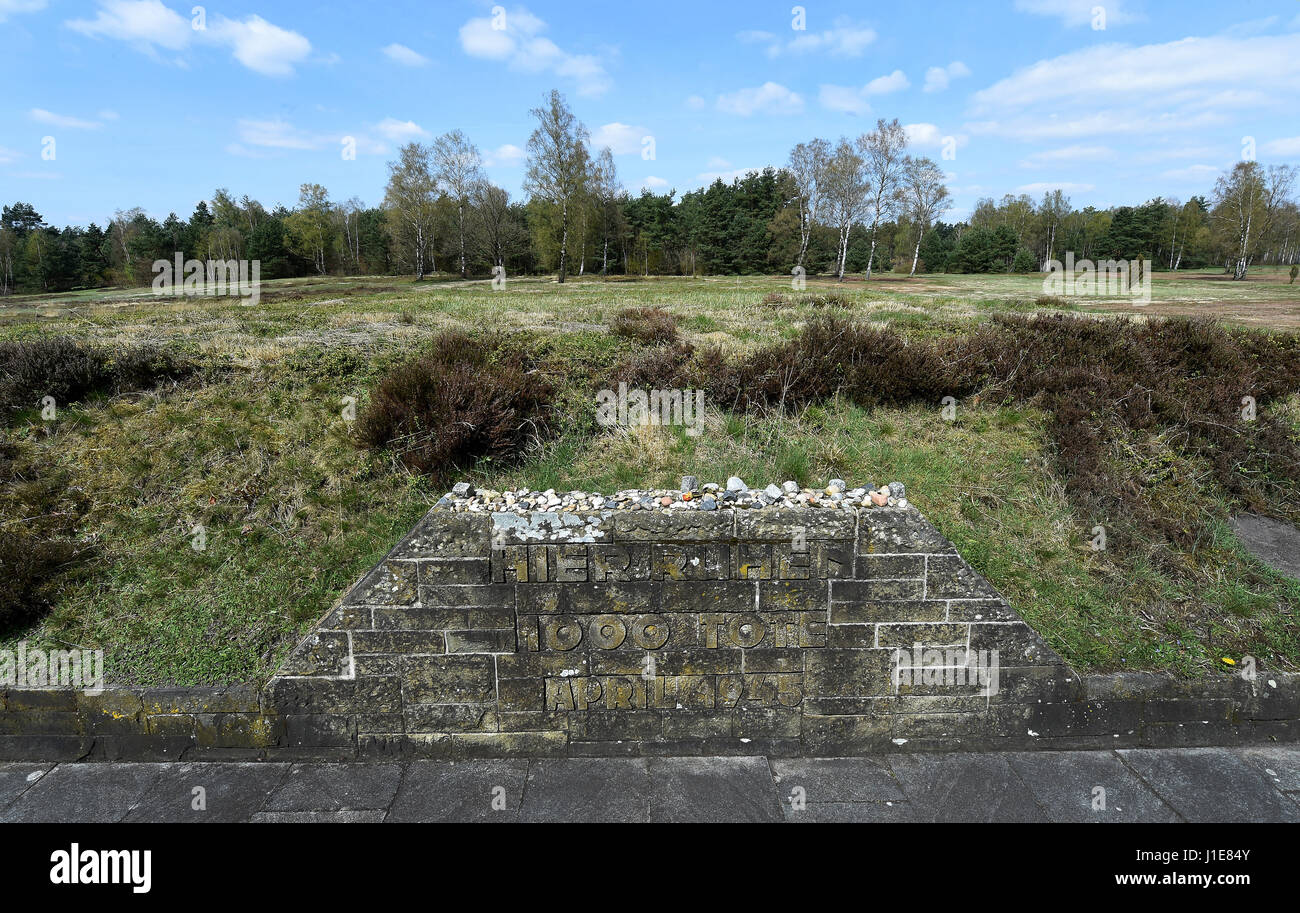 Bergen-Belsen, Germany. 20th Apr, 2017. A mass grave seen on the ...