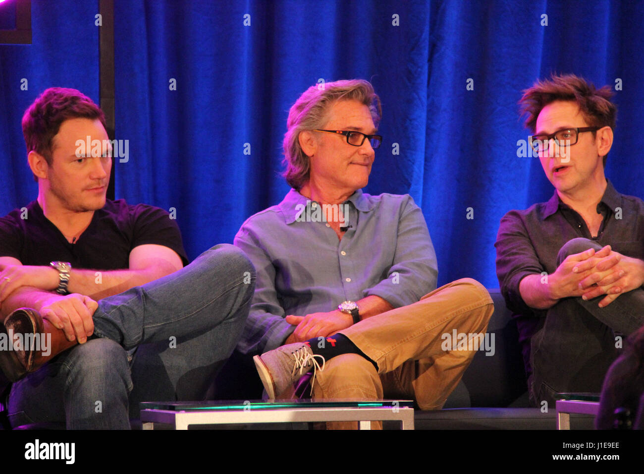 Los Angeles, USA. 20th Apr, 2017. Chris Pratt, Kurt Russell, James Gunn ...