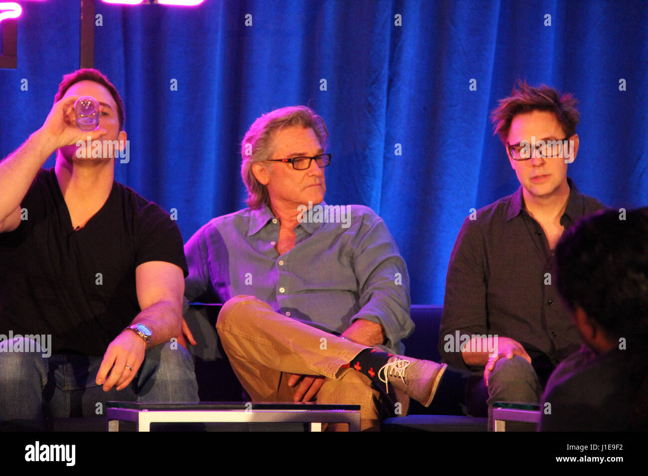 Los Angeles, USA. 20th Apr, 2017. Chris Pratt, Kurt Russell, James Gunn ...