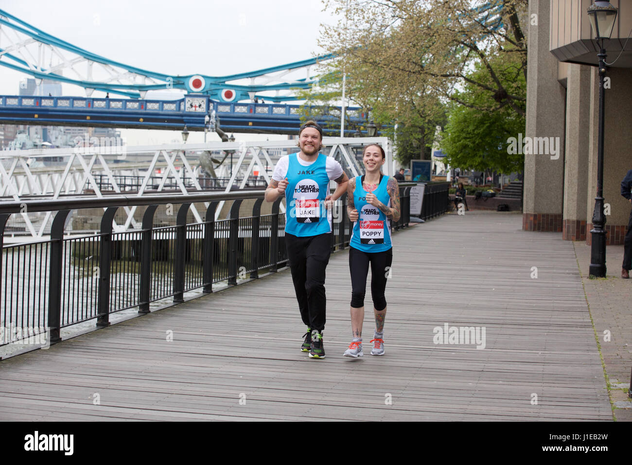 London, UK. 21st Apr, 2017. #Reason to run photocall with Jake and ...