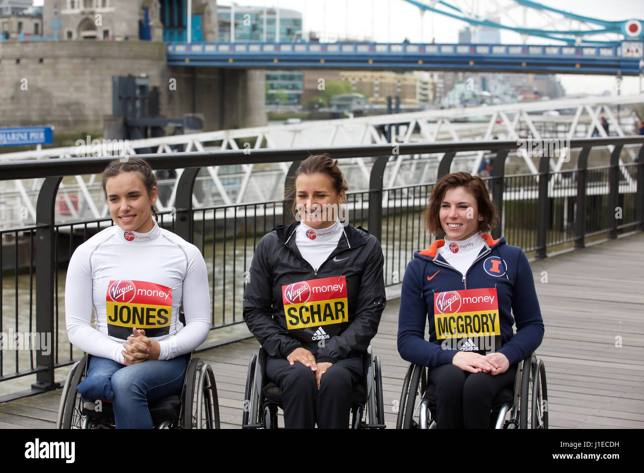 London,UK,21st April 2017,The Elite wheelchair athletes including Jade ...