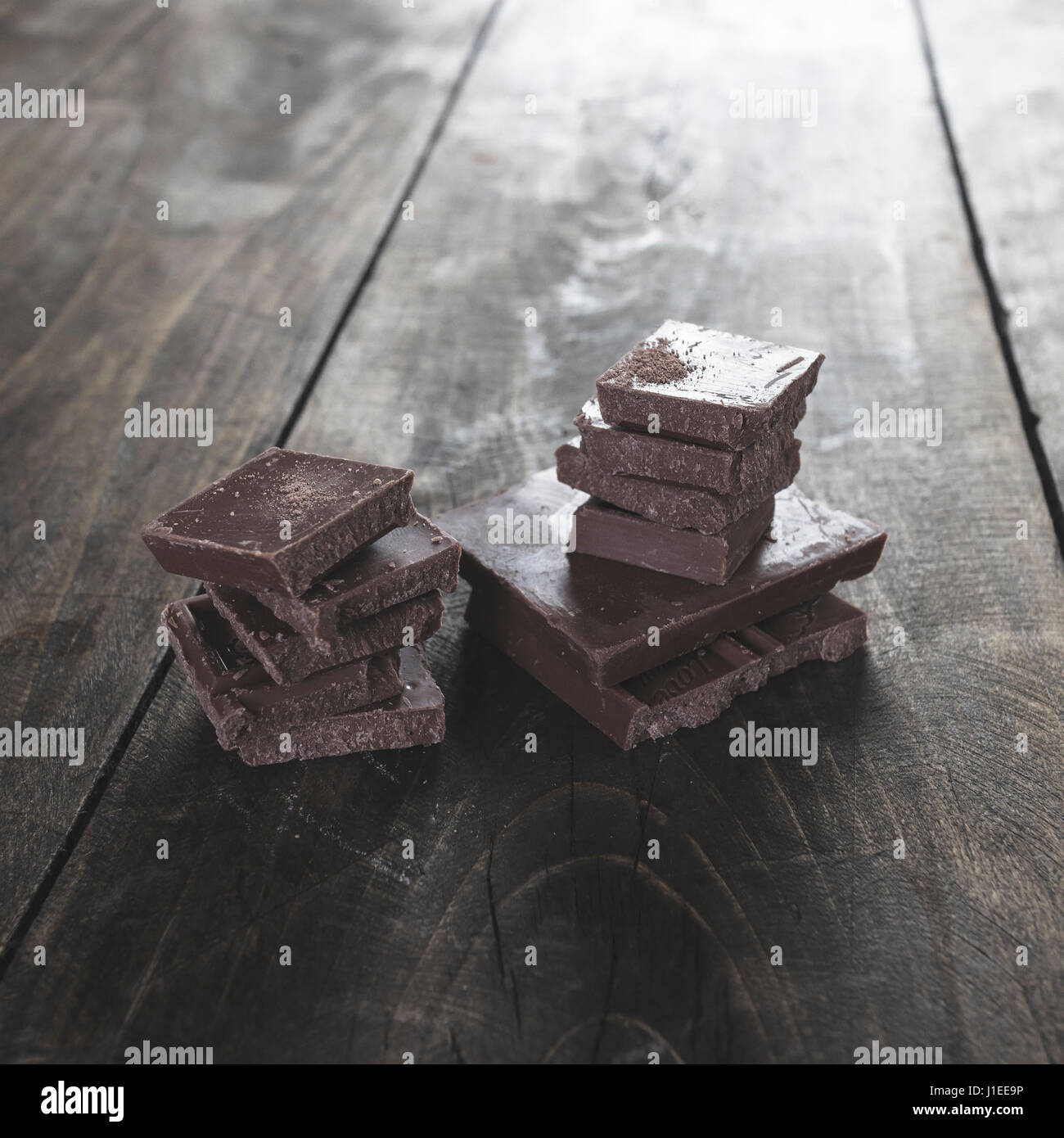 Organic Chocolate Squares Stacked Stock Photo - Alamy