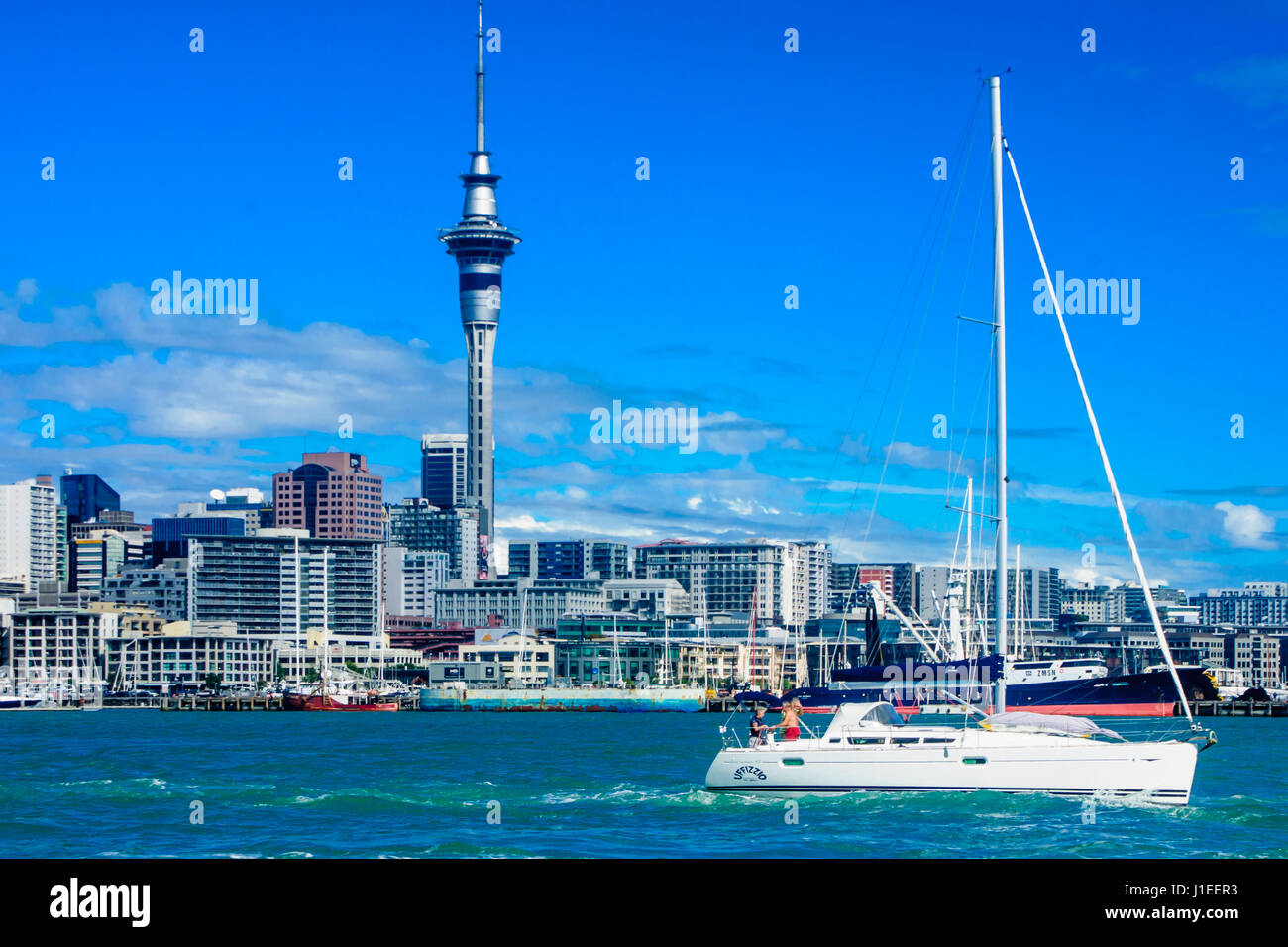 AUCKLAND, NEW ZEALAND - APRIL 05, 2010: Scene of the bay and skyline ...
