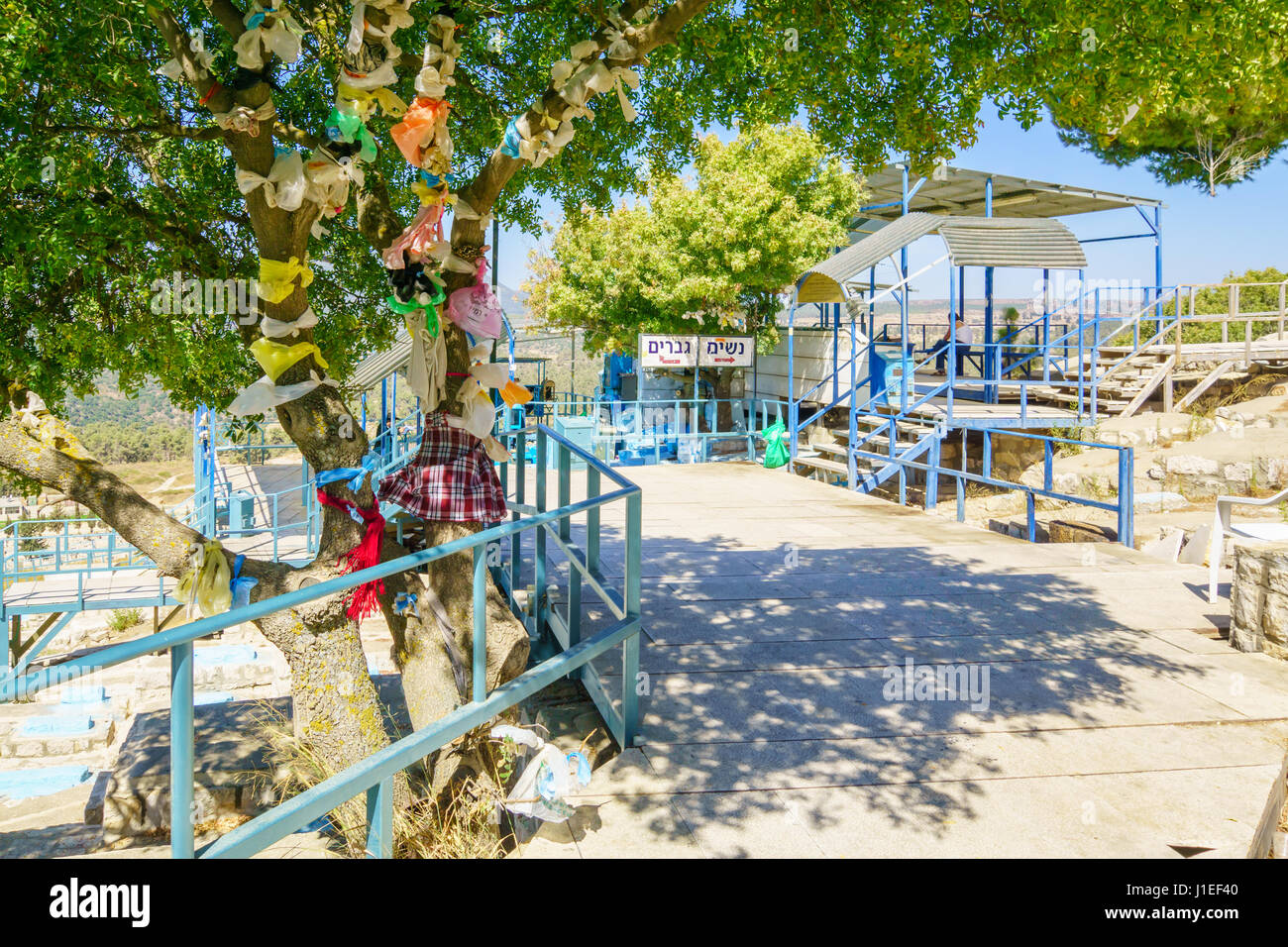 SAFED, ISRAEL - SEPTEMBER 18, 2015: A tree with traditional symbolic ...