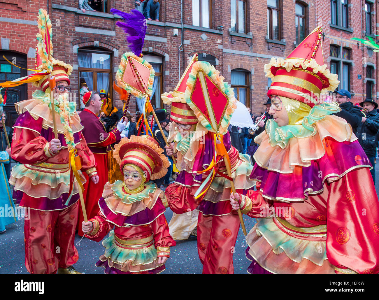 BINCHE , BELGIUM - FEB 26 : Participants in the Binche Carnival in ...