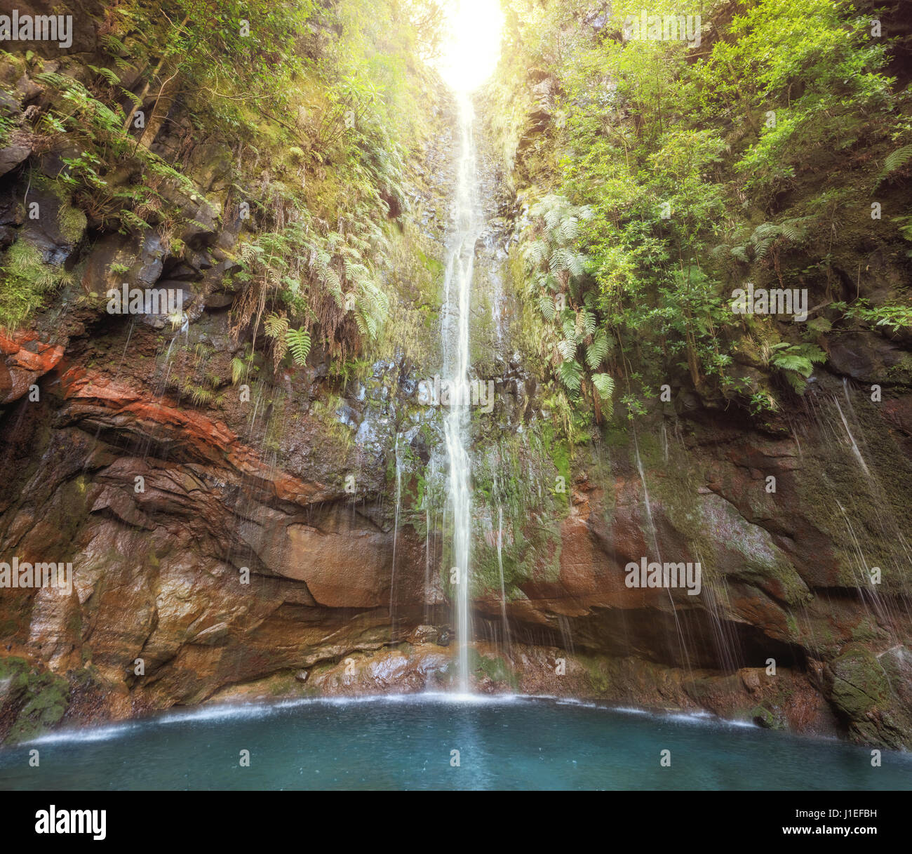 Amazing Madeira waterfall landscape Stock Photo - Alamy