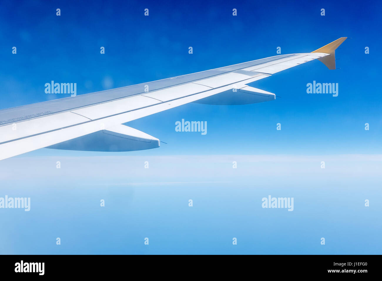 The wing of of an Airbus A320 flying over Europe Stock Photo - Alamy