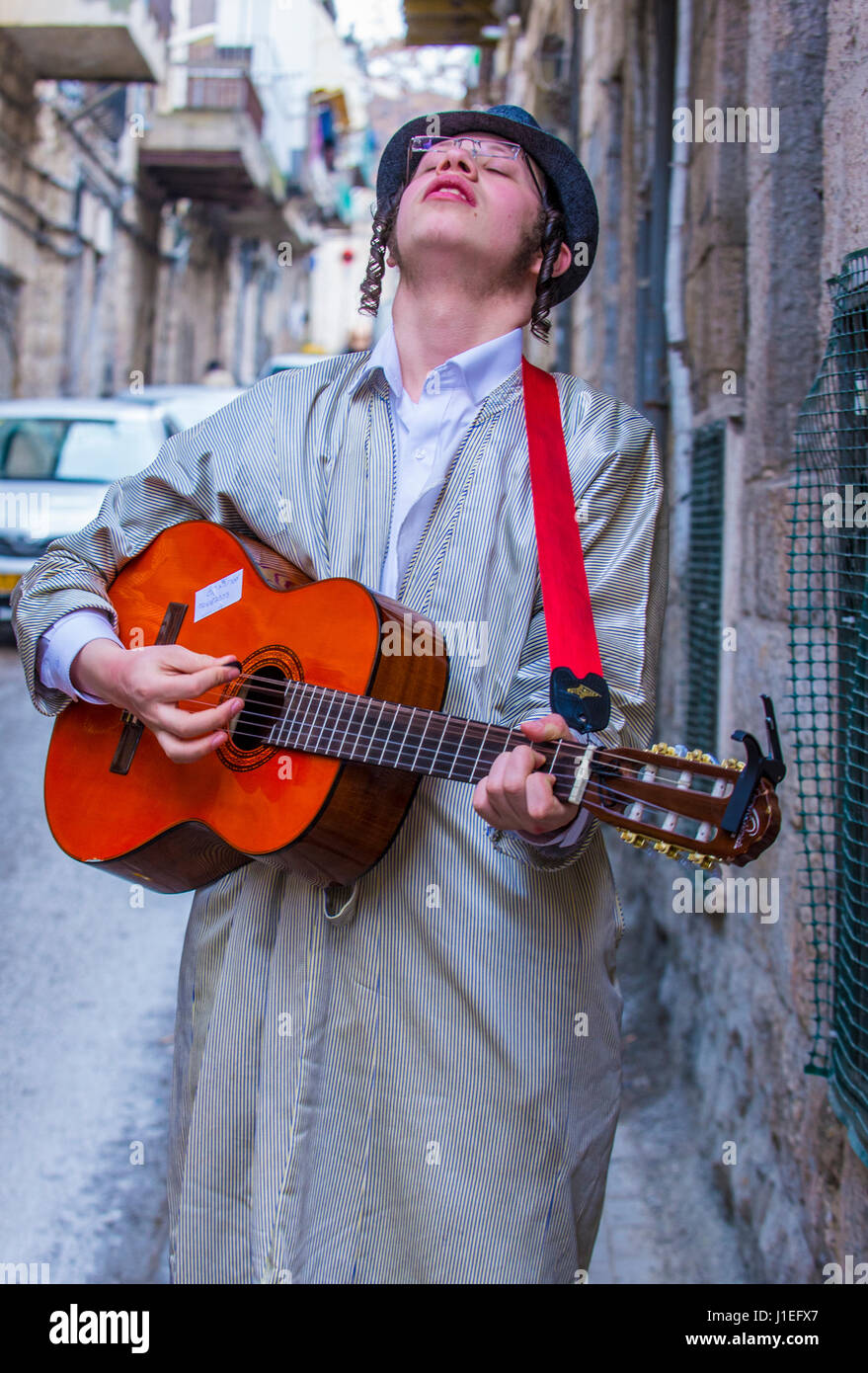 Ultra Orthodox boy during Purim in Mea Shearim Jerusalem Stock Photo ...