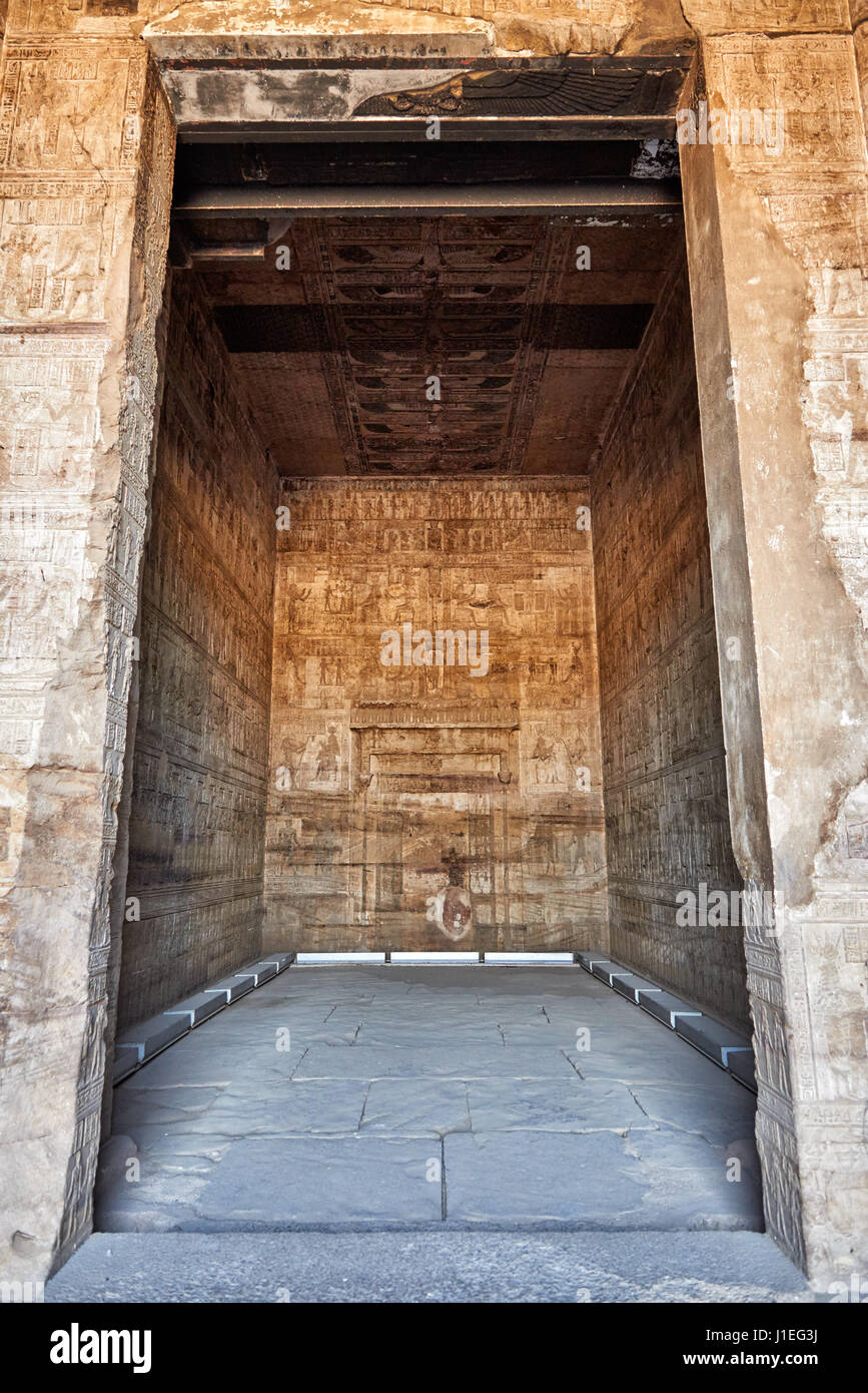 stone carvings in roman birth-house of Dendera temple complex Stock ...