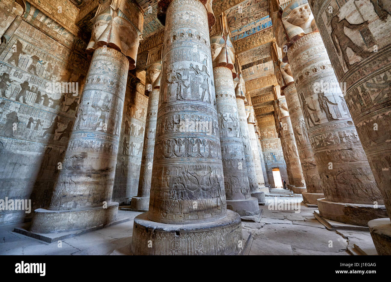 columns of Hathor temple in ptolemaic Dendera Temple complex, Qena ...