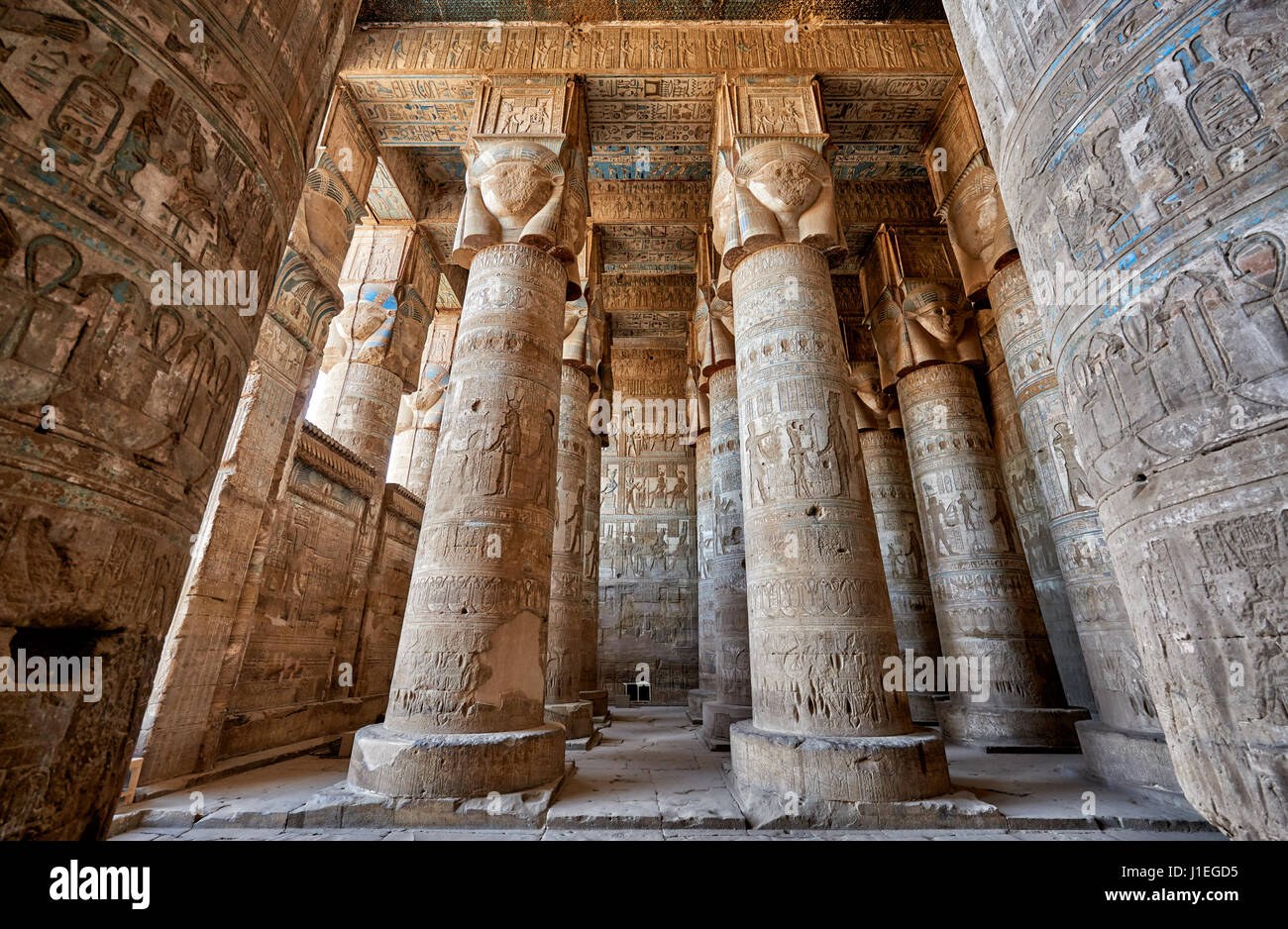 Temple of hathor at the dendera temple complex, egypt hi-res stock ...