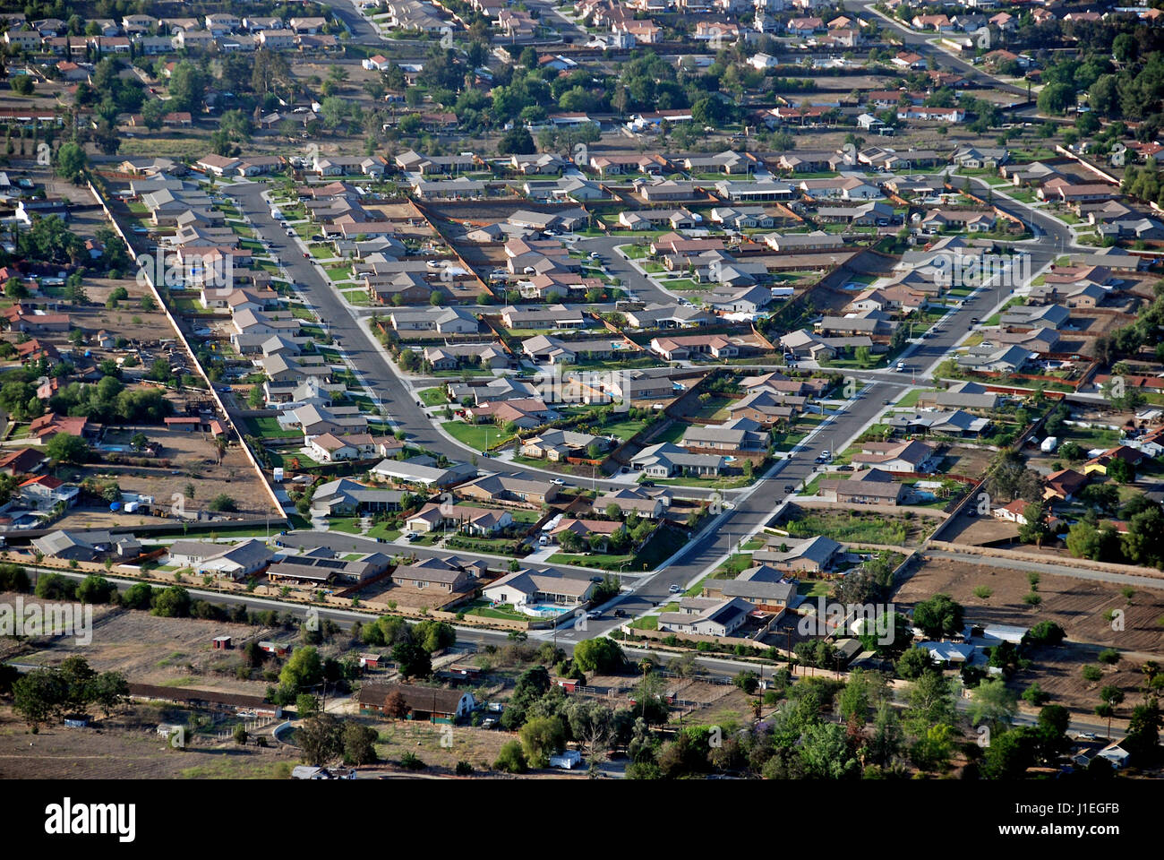 Town layout in Southern California seen from a mountain Stock Photo - Alamy