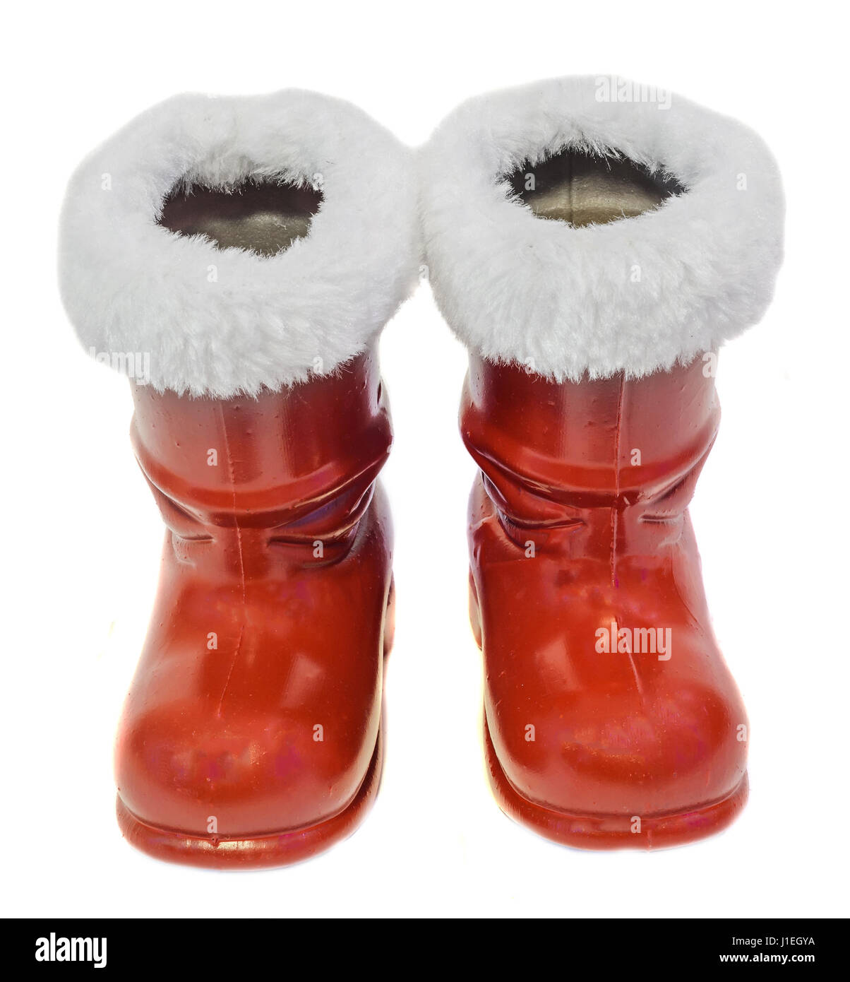 Red Santa Claus boots, Saint Nicholas, isolated on white background ...