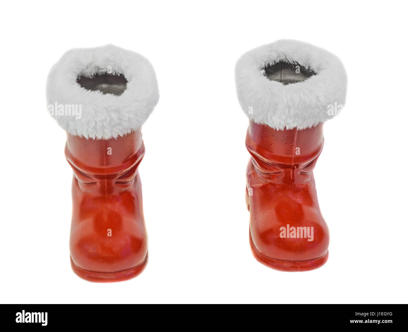 Red Santa Claus boots, Saint Nicholas, isolated on white background ...