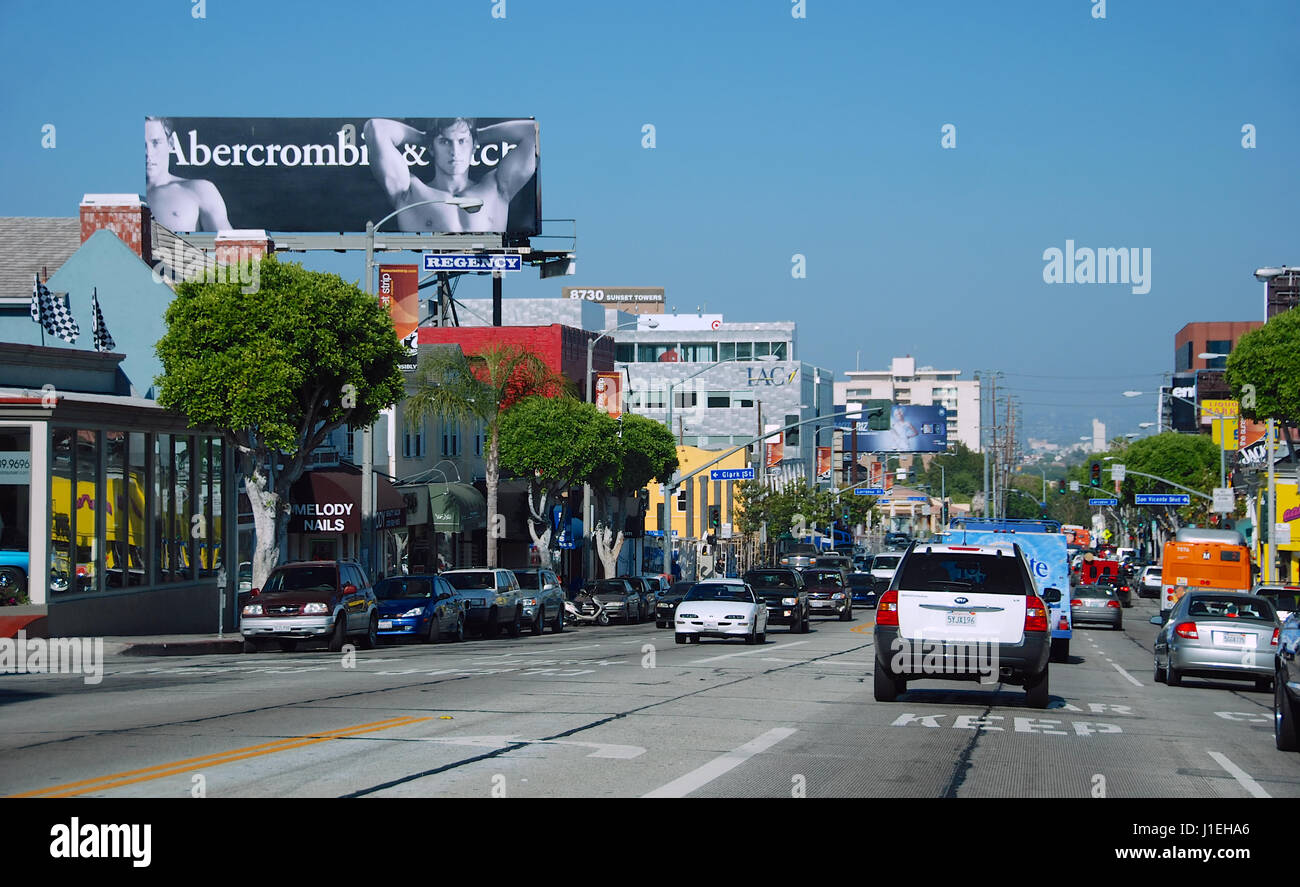 Sunset Blvd and Hilldale Ave, West Hollywood, Los Angeles, California ...
