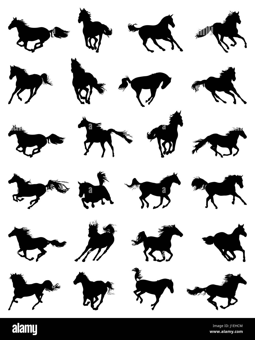 Silhouette horse rider galloping on Cut Out Stock Images & Pictures - Alamy