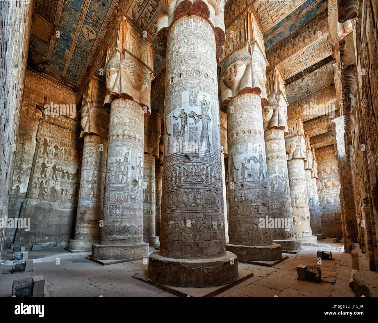 columns of Hathor temple in ptolemaic Dendera Temple complex, Qena ...