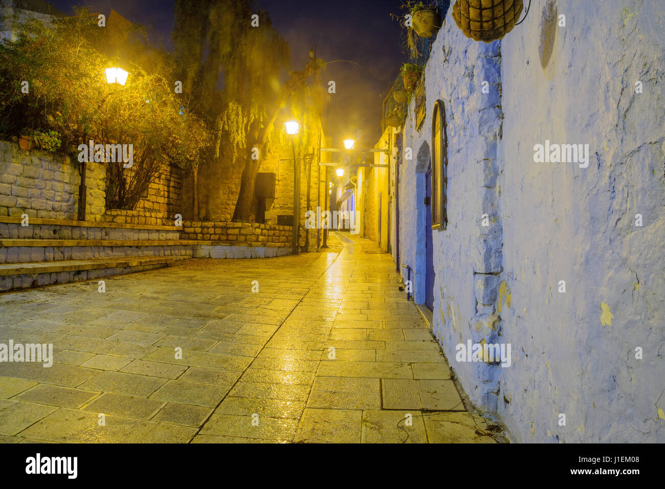 View of an alley in the Jewish quarter, in Safed (Tzfat), Israel Stock ...