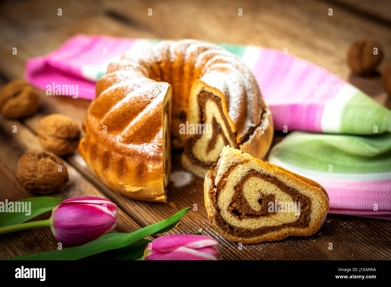 Potica, Slovenian traditional sweet roll with wallnuts Stock Photo - Alamy