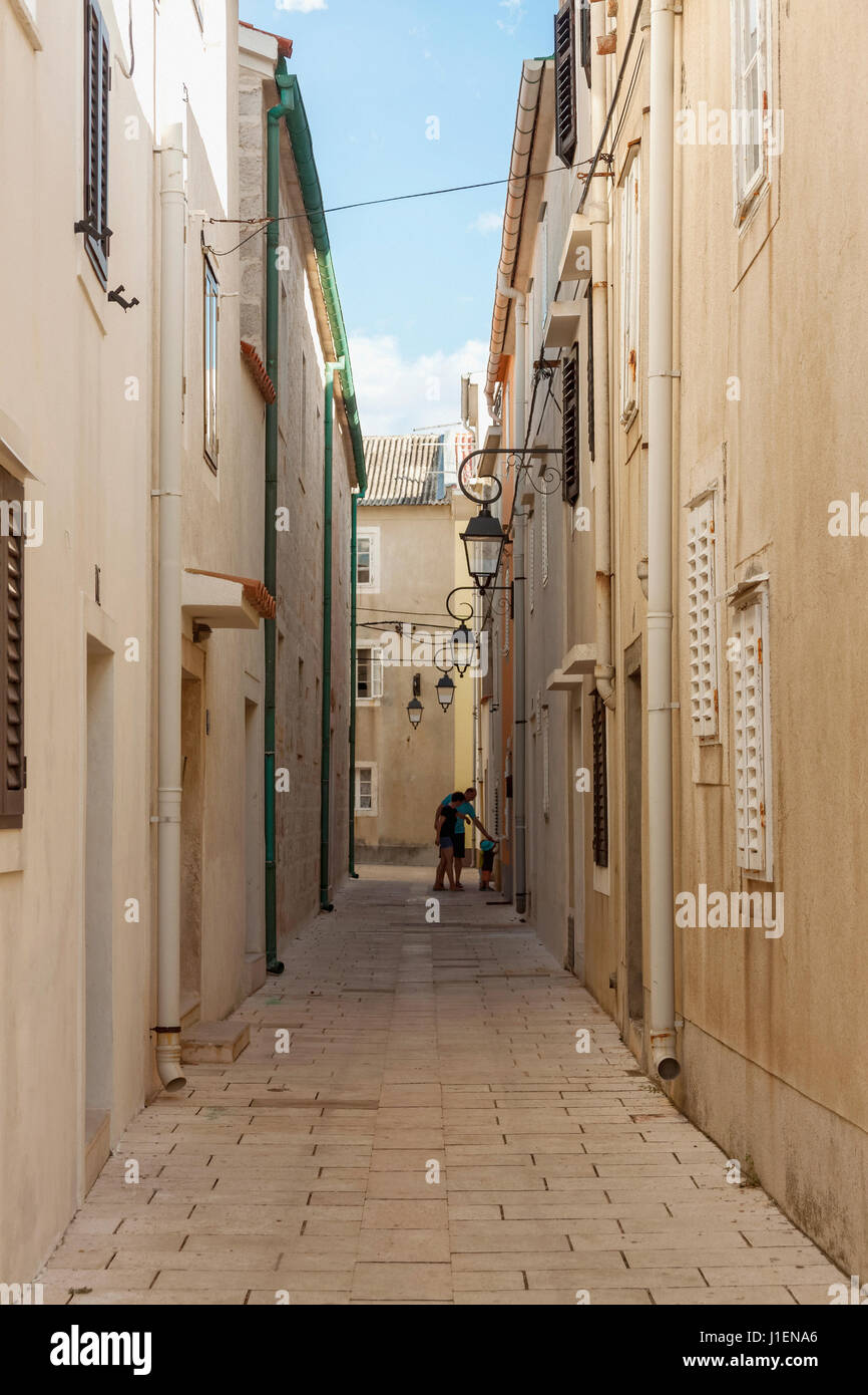 Narrow street in Pag town, Pag island, Croatia Stock Photo - Alamy